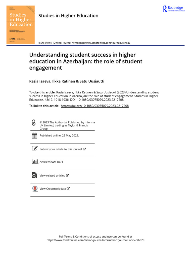 Understanding Student Success in Higher Education in Azerbaijan The ...