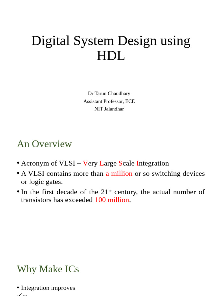 Digital System Design Using HDL Tarun Mam | PDF