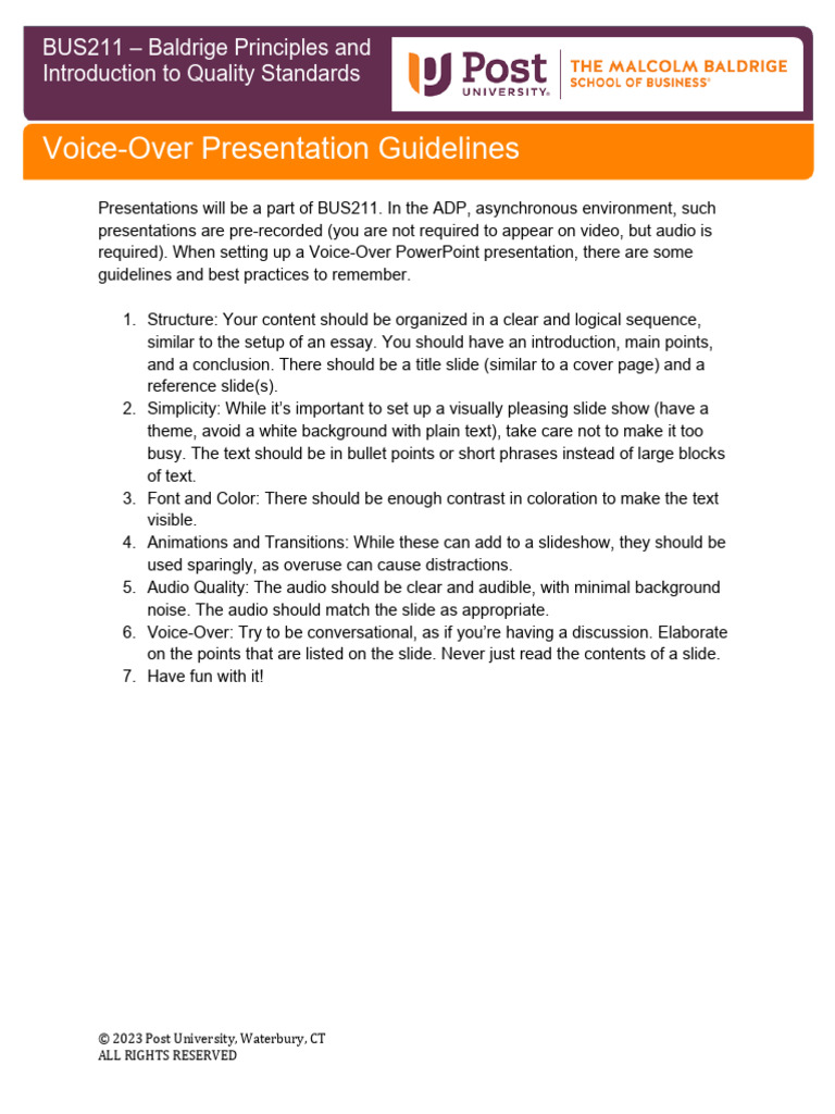 BUS211 Voice-Over Presentation Guidelines | PDF