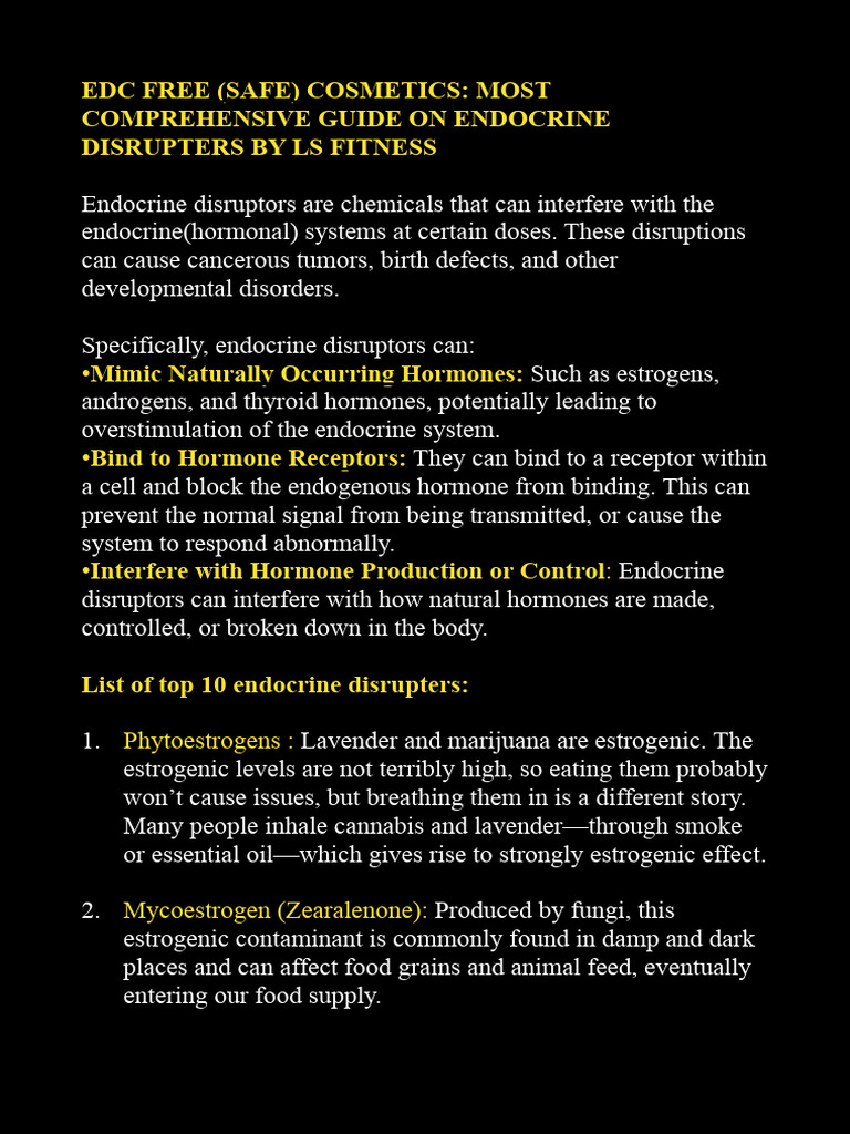 Edc Free Cosmetics & Day To Day Care Products | PDF