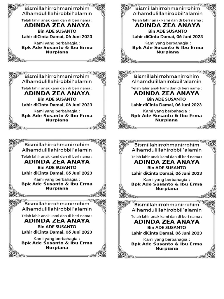 Undangan Bontot Ade Susanto | PDF