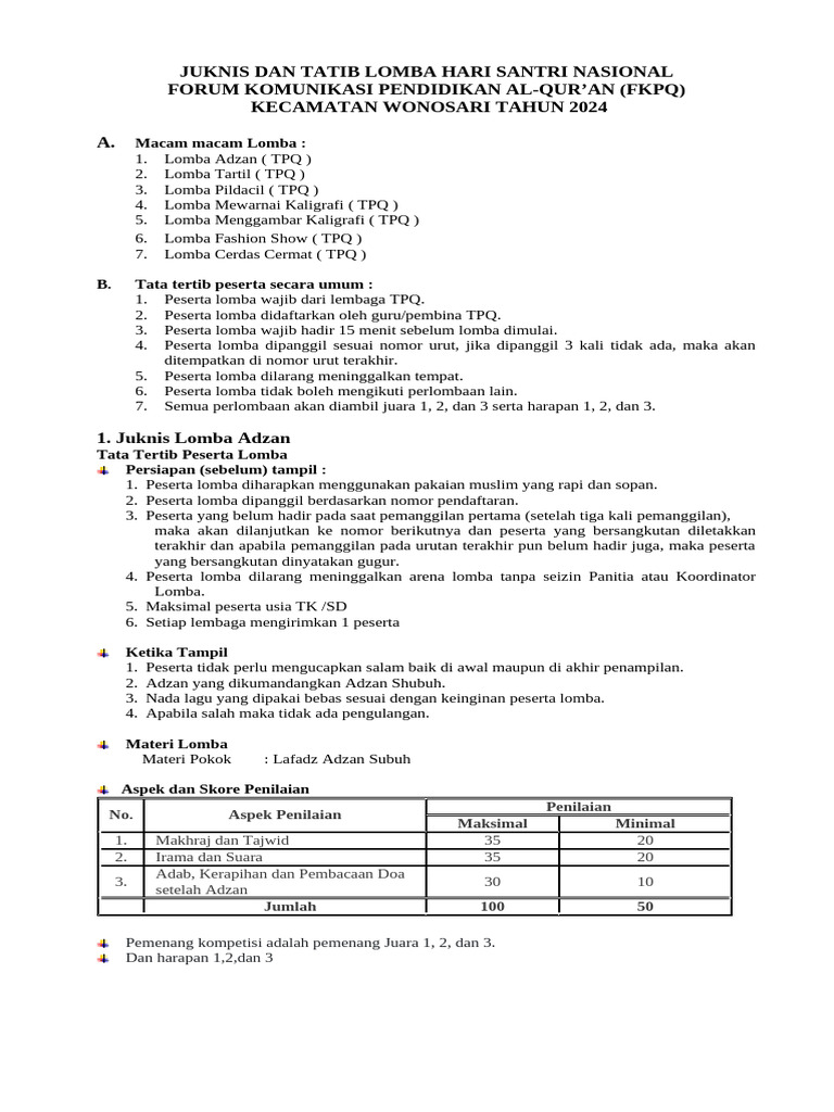 Juknis Dan Tatib Lomba HSN 2024 | PDF