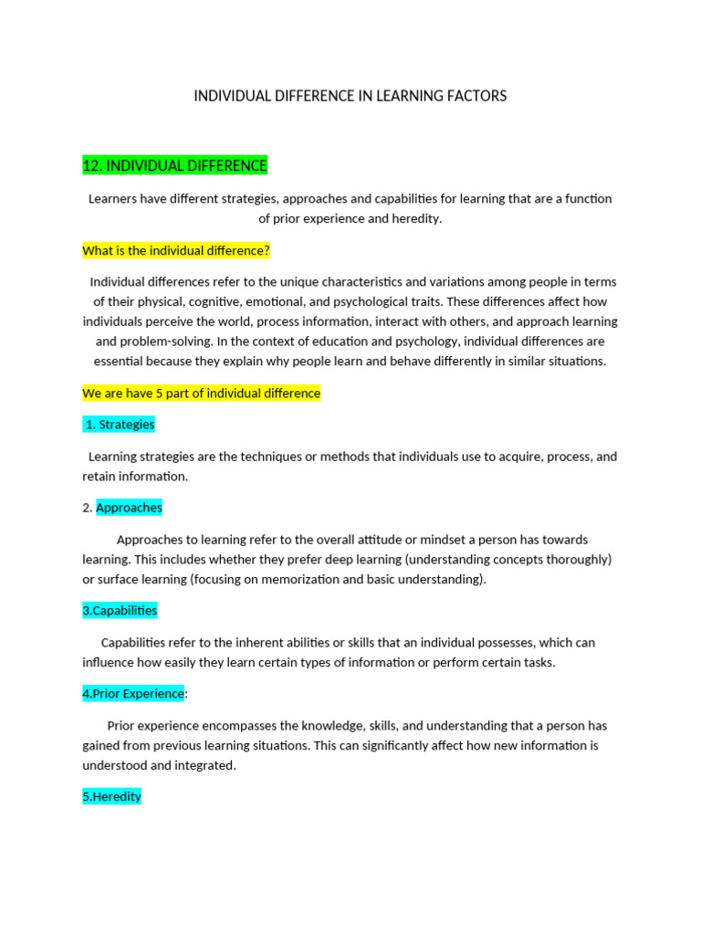 Individual Difference | PDF