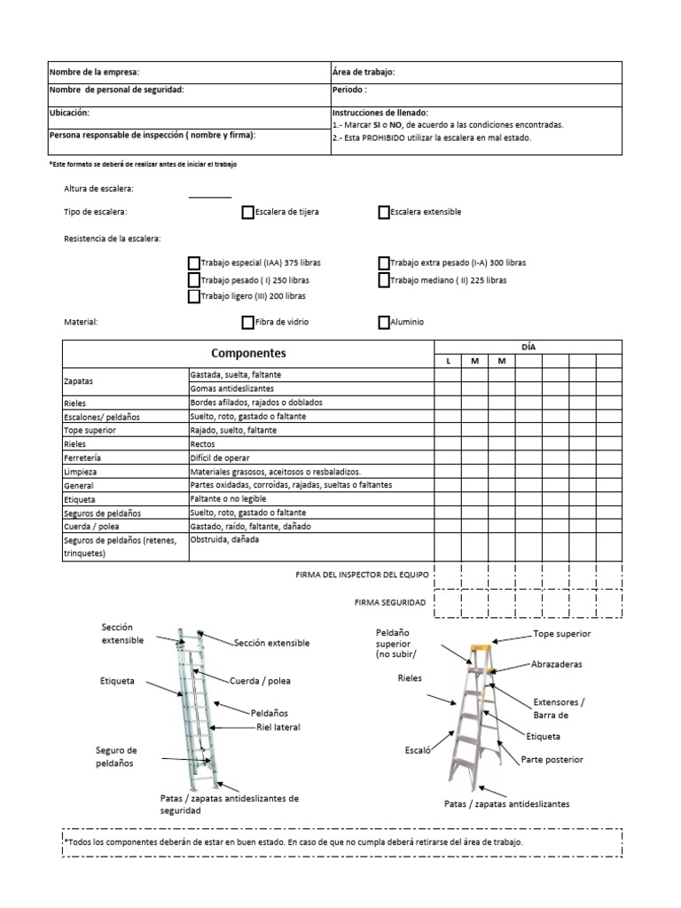 CHECK LIST DE ESCALERAS | PDF