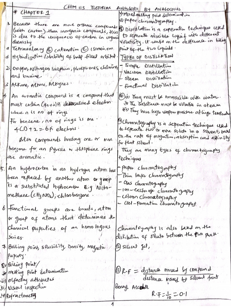 CHM 113 Tutorial Answers by Sir Analogous | PDF