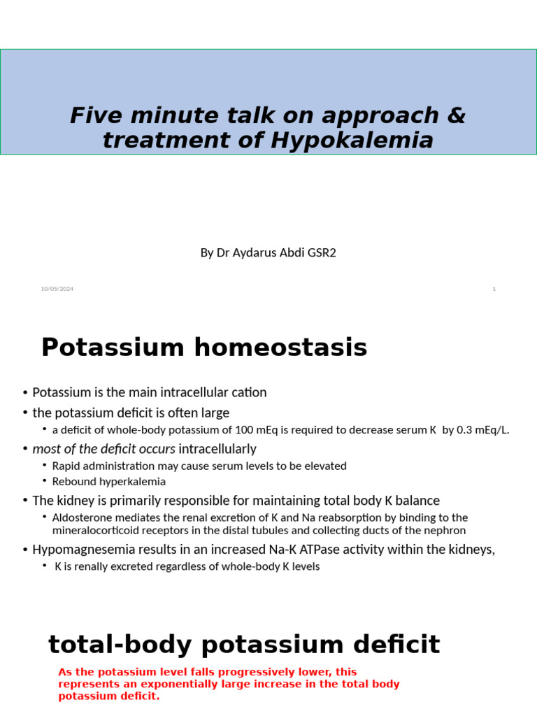 Hypokalemia 5min Talk | PDF