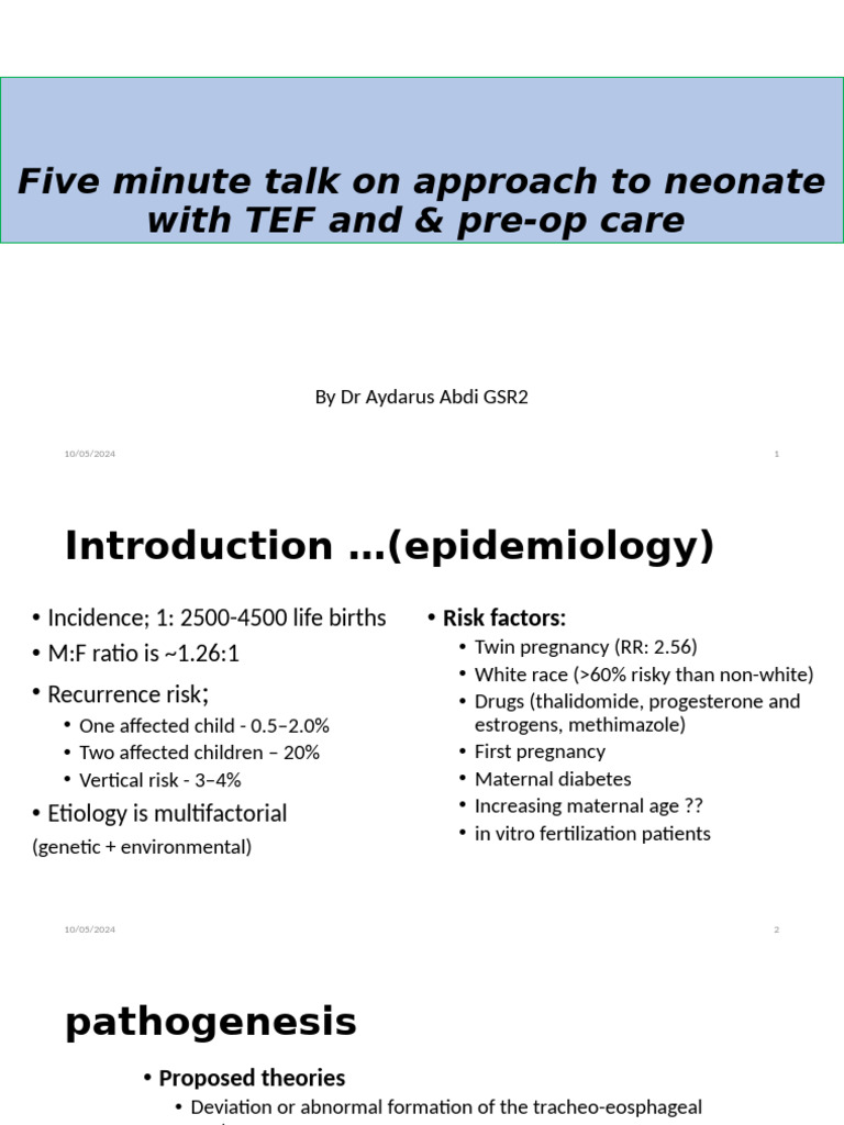 Pre-Op Care EA-TEF 5min Talk | PDF