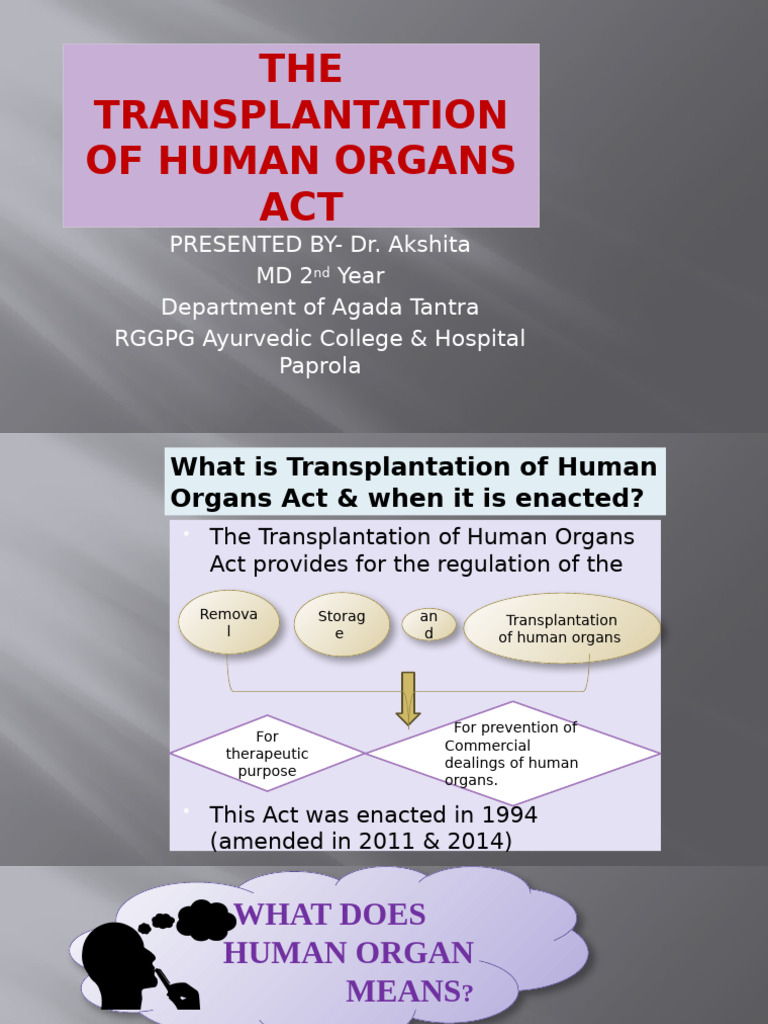 The Transplantation of Human Organs Act | PDF