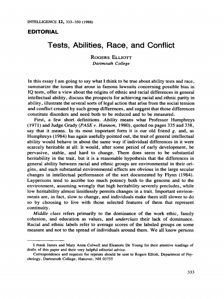 Tests Abilities Race and Conflict | PDF