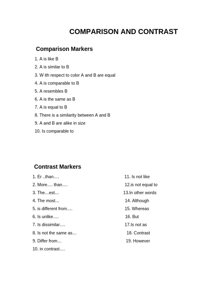 Class - 9 - Comparison and Contrast | PDF