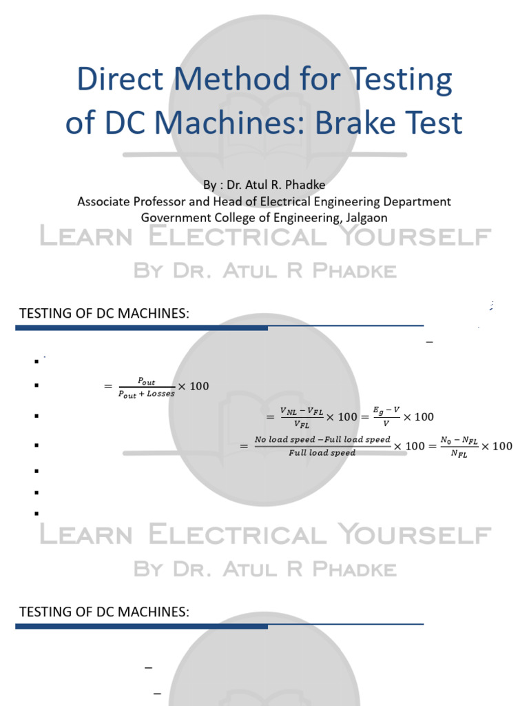 Testing of DC Machines Direct Method | PDF