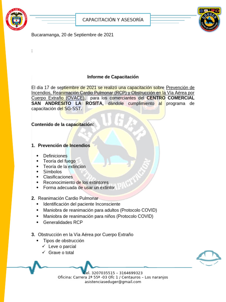 Informe de Capacitacion | PDF