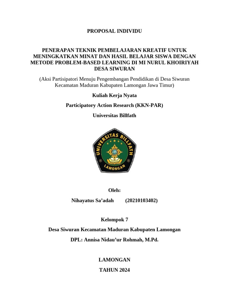 PROPOSAL NIHAYAH OKE | PDF