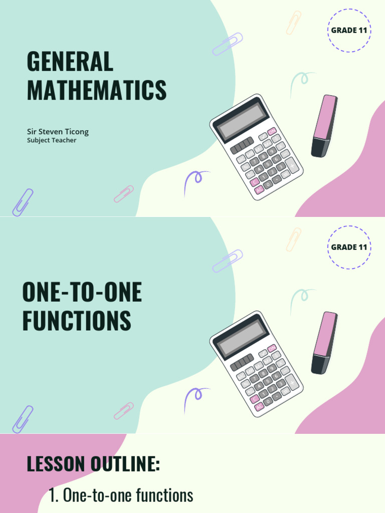 WEEK 6 - MATH1 - PPT - One To One Functions 1 | PDF
