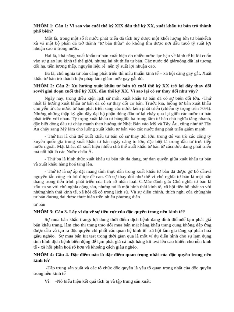 Câu hỏi KTCT Chg 4 | PDF