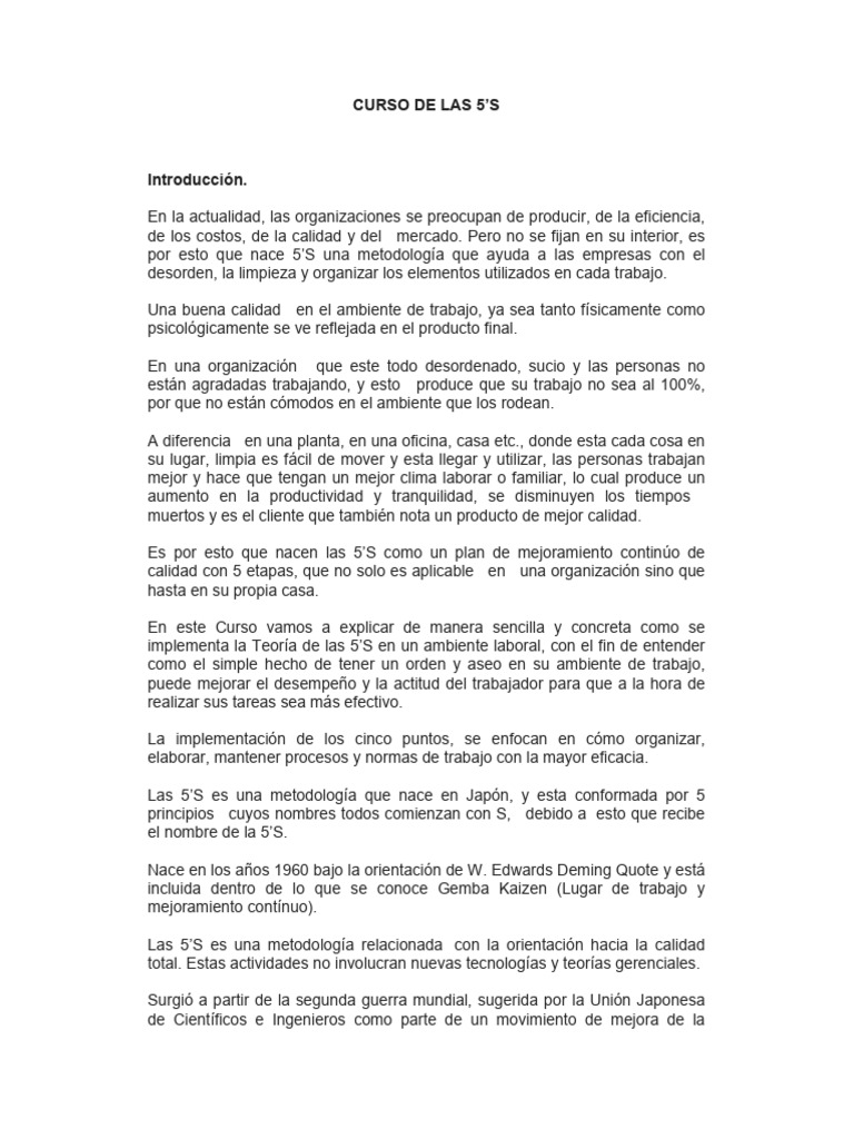 Curso 5 S | PDF | Carreira e Crescimento