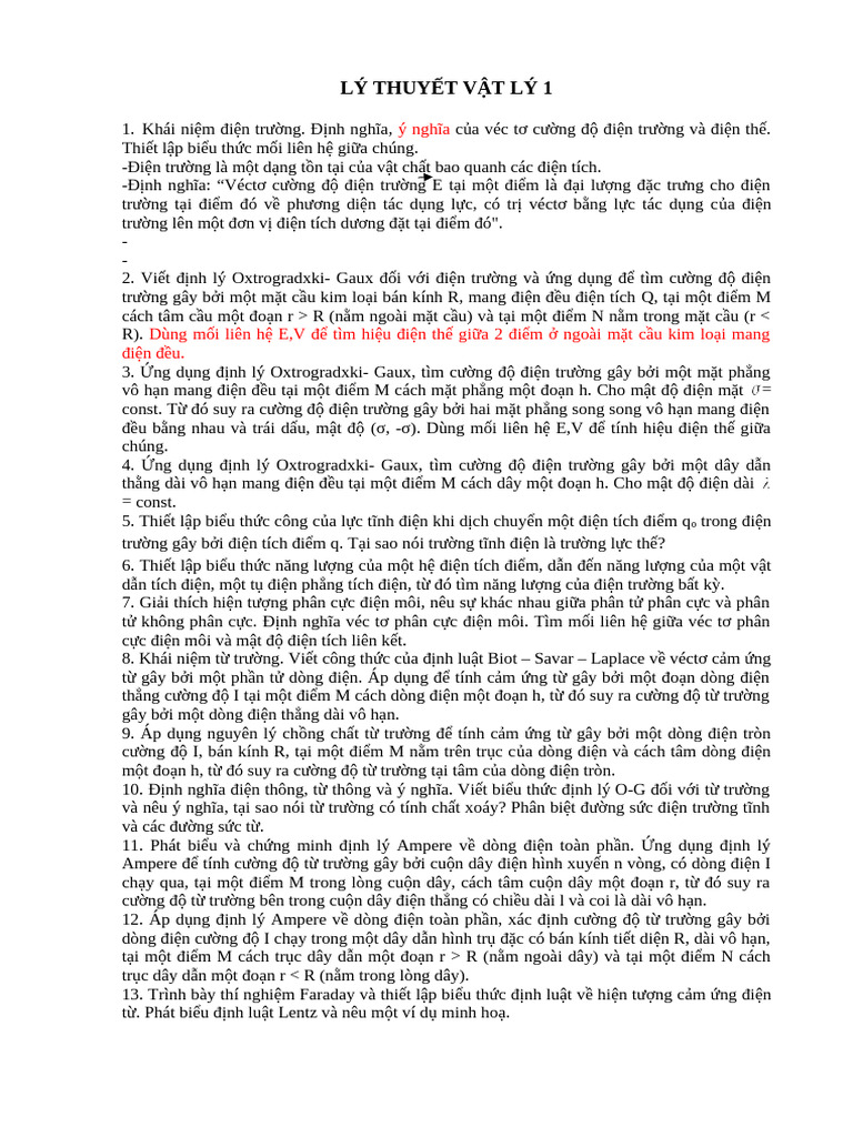 Lý thuyết VL1 | PDF