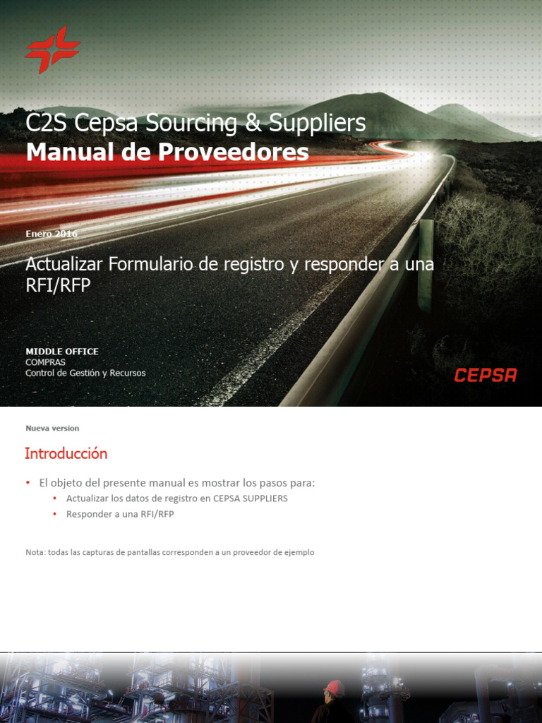C2S - ES Manual Proveedores - RFP Formulario Registro - v5.1 | PDF