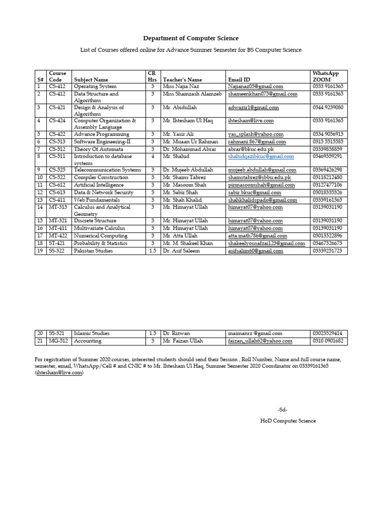 Summer 2020 All Courses | PDF