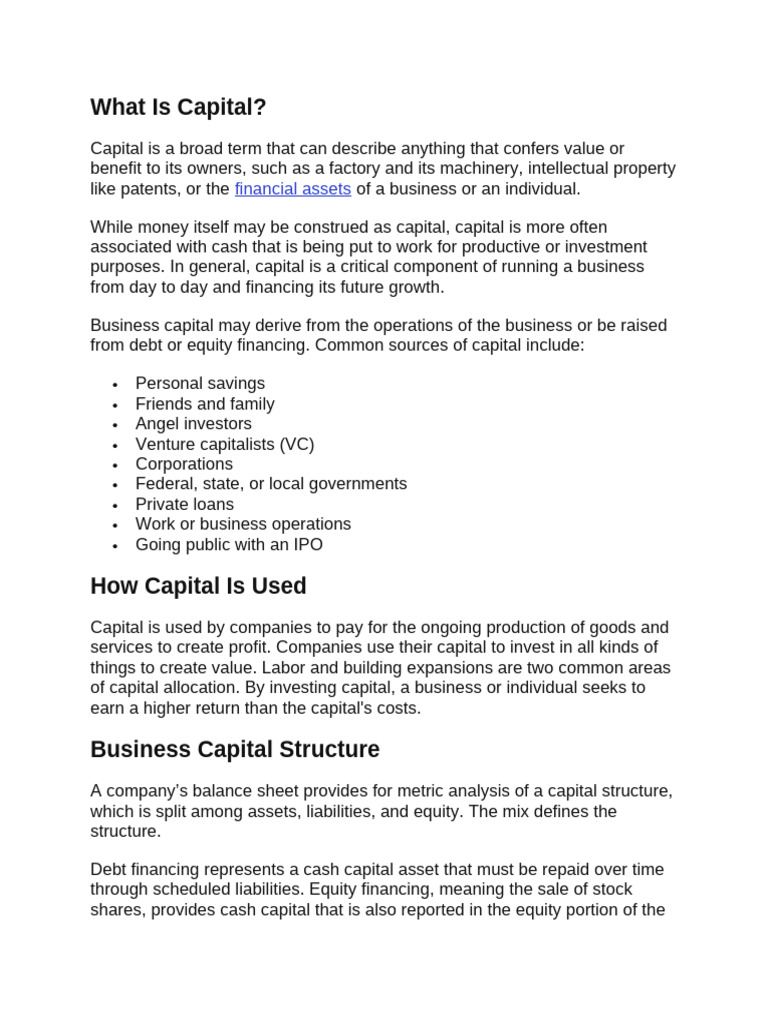 What Is Capital | PDF
