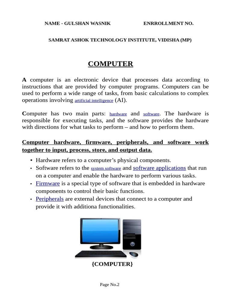 Computer: Software Applications Firmware Peripherals | PDF