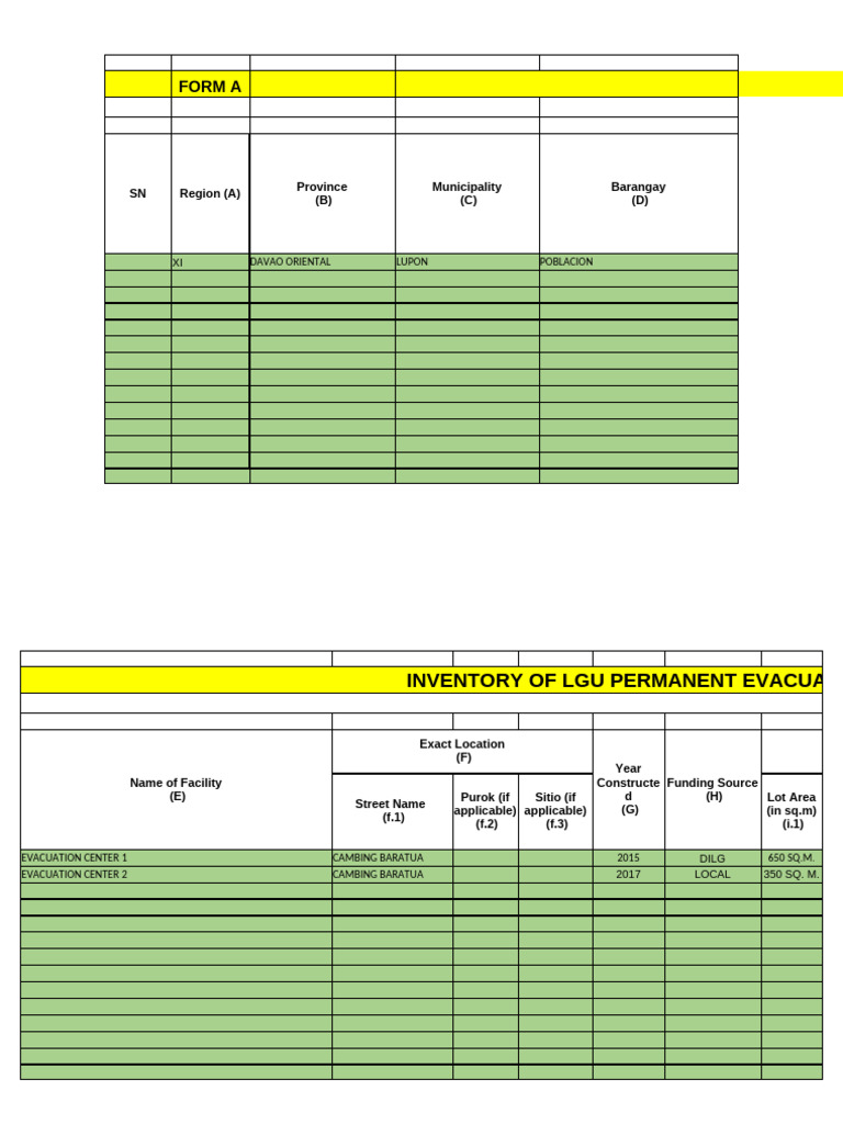 EVAC-CENTER-Inventory | PDF