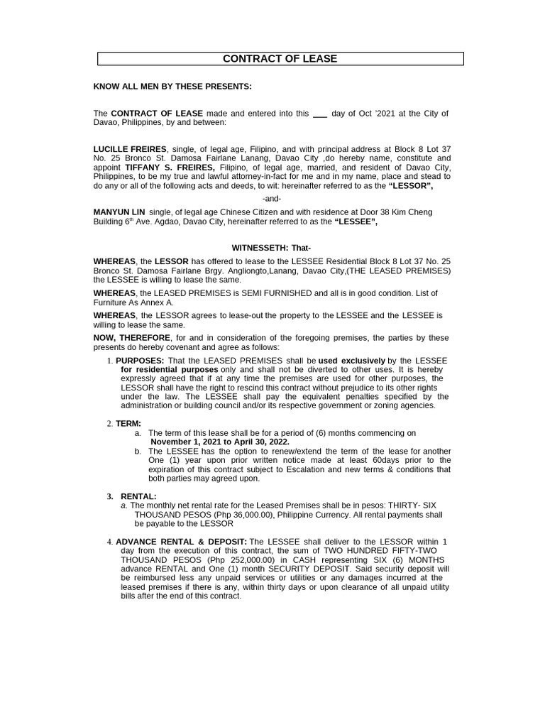 CONTRACT OF LEASE FREIRES COPY 2021. NEW Doc 1 | PDF