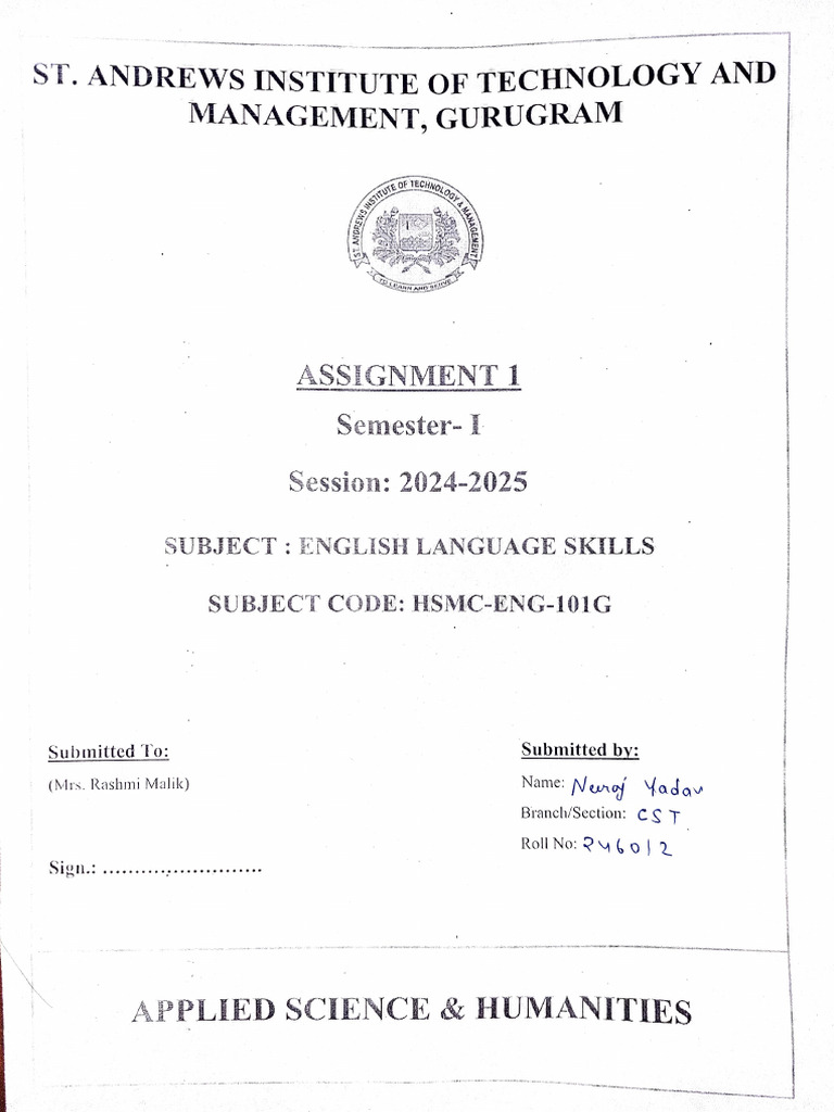 English Assignment 1 | PDF