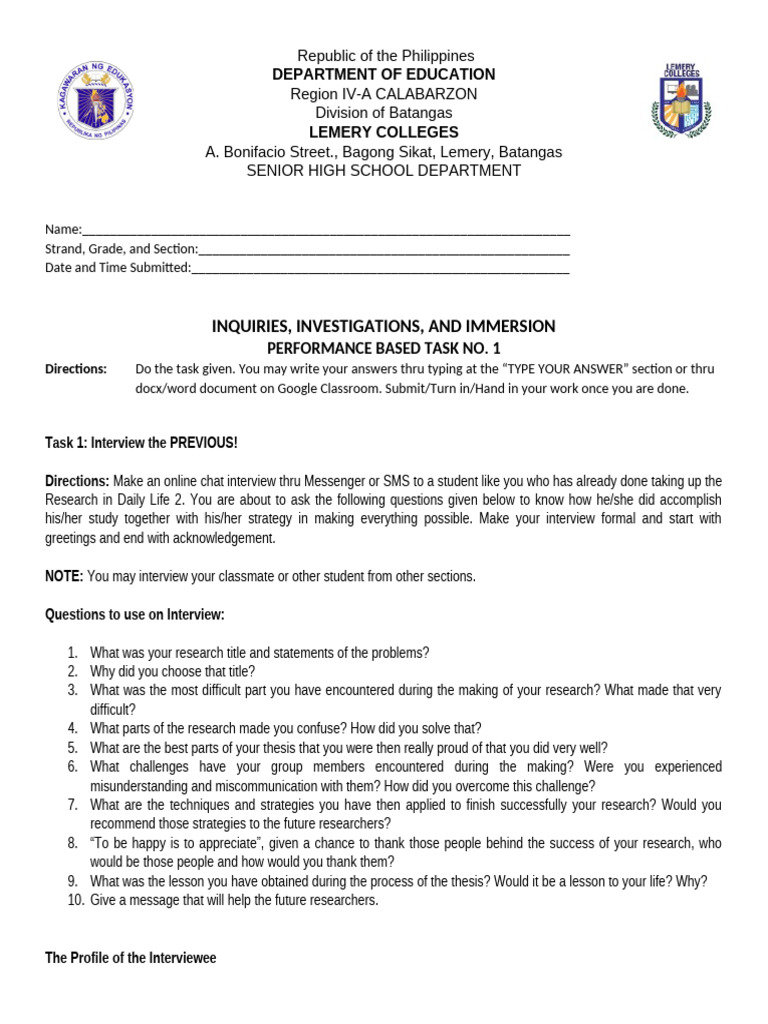 Performance Based Task | PDF | Career & Growth