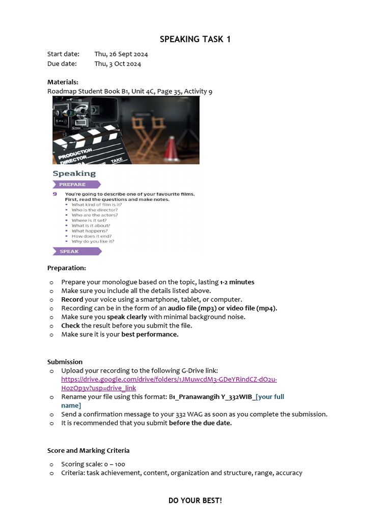 SPEAKING TASK 1-Assigning-332 | PDF