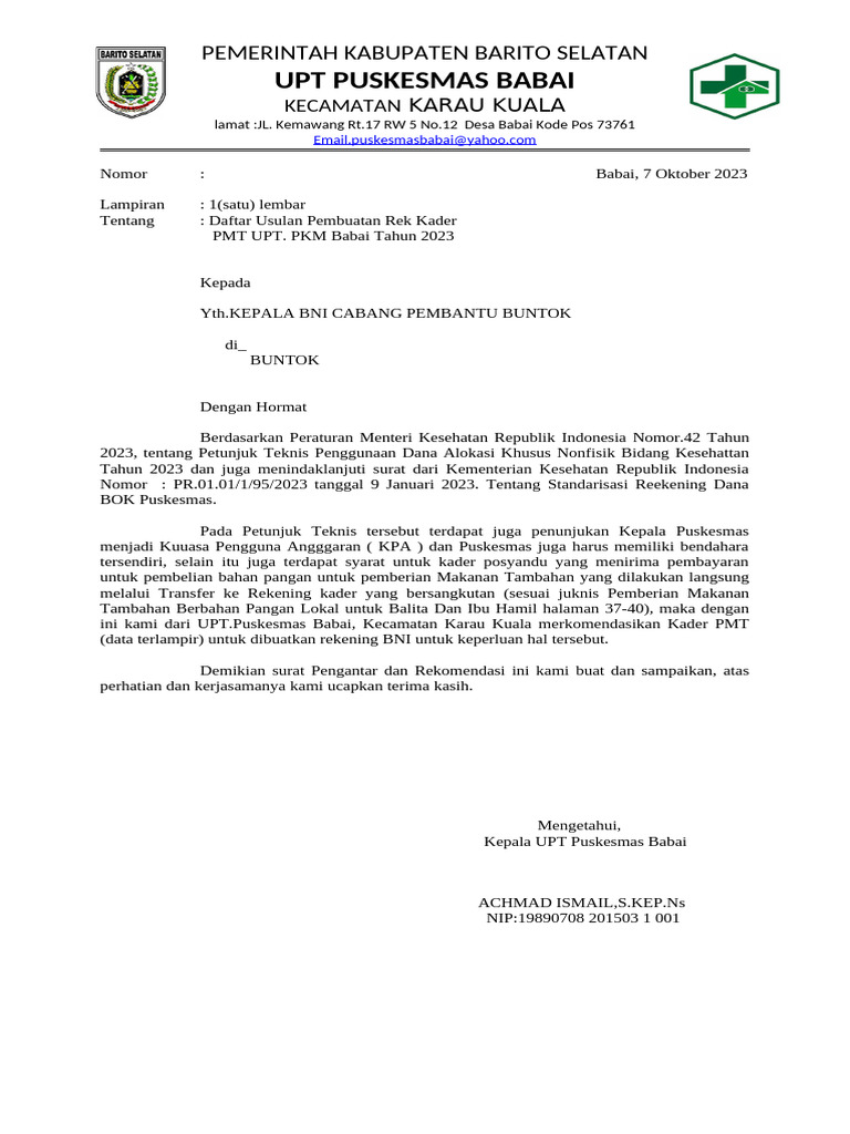 Daftar Usulan Pembuatan Rek Bni | PDF
