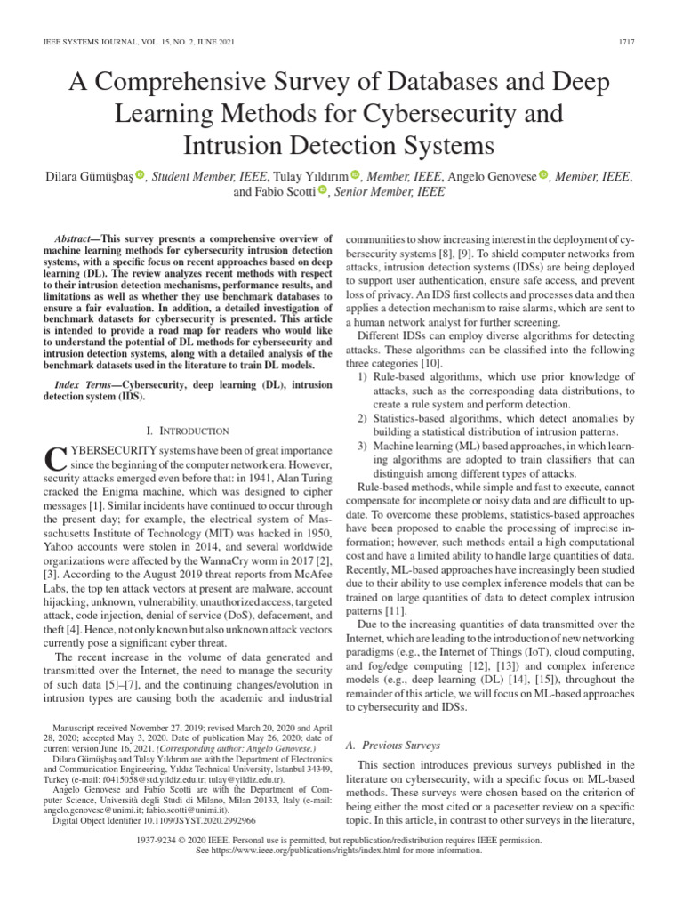 A Comprehensive Survey of Databases and Deep Learning Methods For Cybersecurity and Intrusion ...
