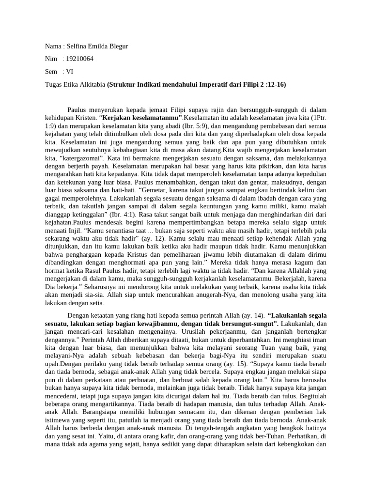 Tugas. - Et. - Akt. - Indikatif-Imperatif (Emy) | PDF