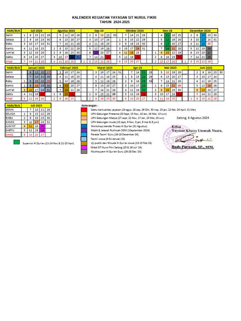 Kalender Kegiatan Yayasan | PDF