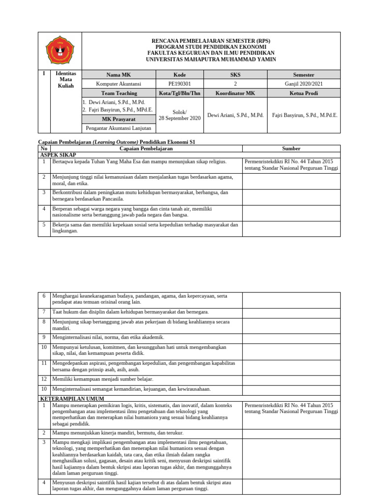 RPS Komputer Akuntansi | PDF