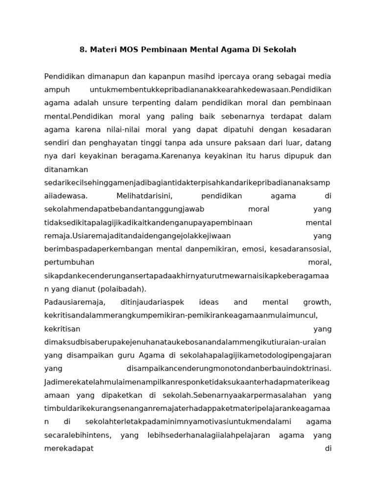 Materi MPLS Pembinaan Mental Agama Di Sekolah 1 | PDF