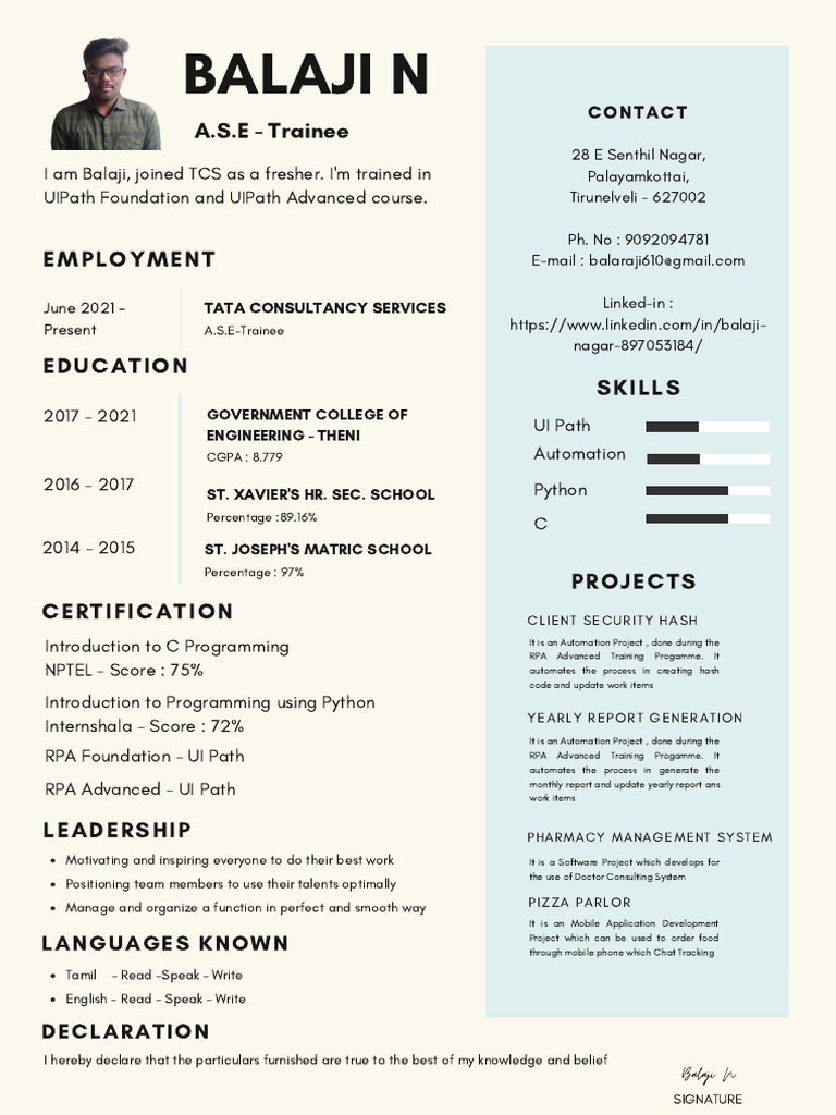 Balaji TCS Resume-1 | PDF