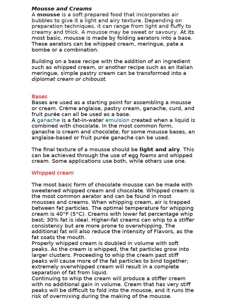 Mousse and Creams | PDF