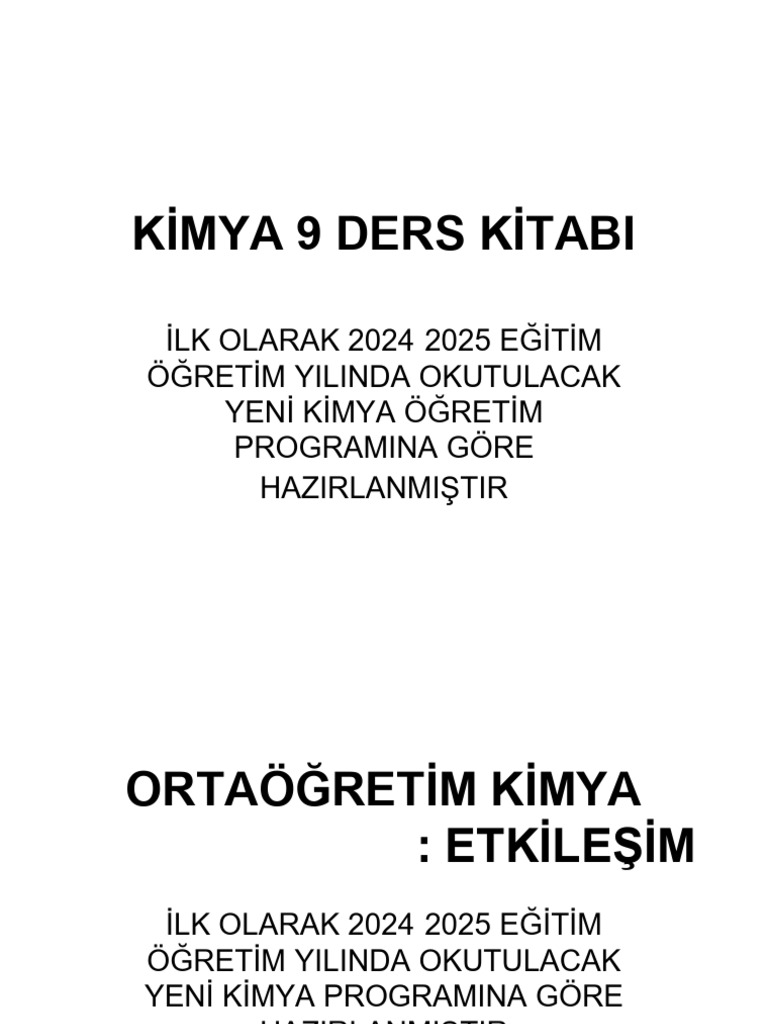 Ki̇mya 9 Ders Ki̇tabi | PDF