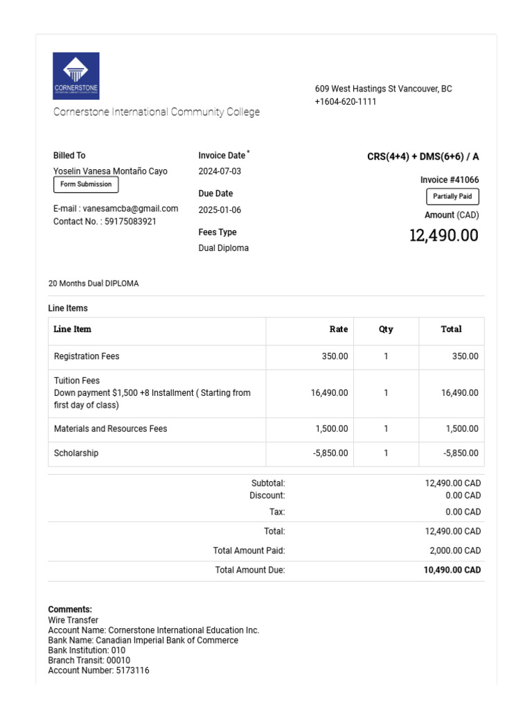 Yoselin Vanesa Montaño Cayo Invoice-1 | PDF