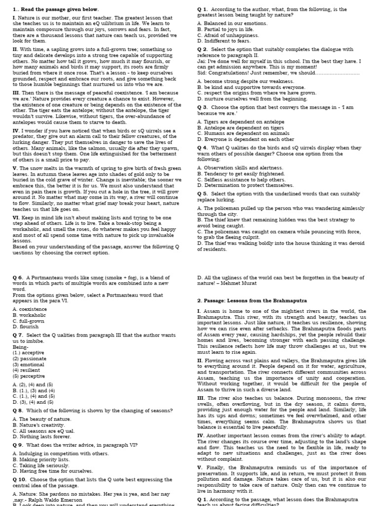 unseen Passage | PDF