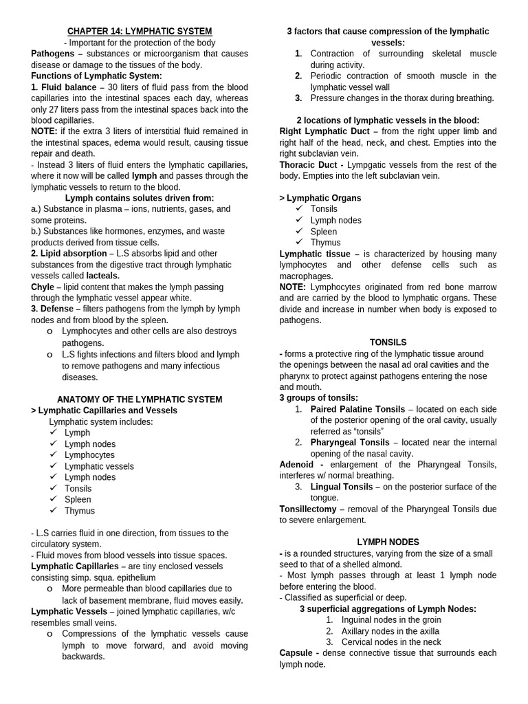 CHAPTER 14 LYMPHATIC SYSTEM AND IMMUNITY (Reviewer) | PDF