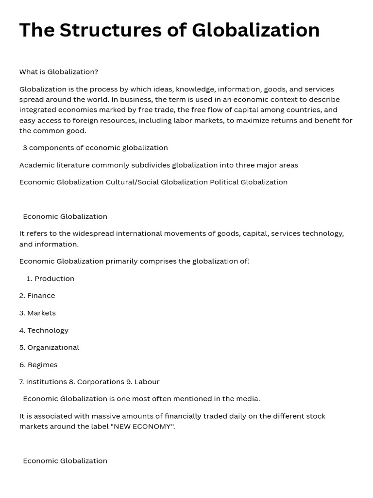 The Structures of Globalization | PDF