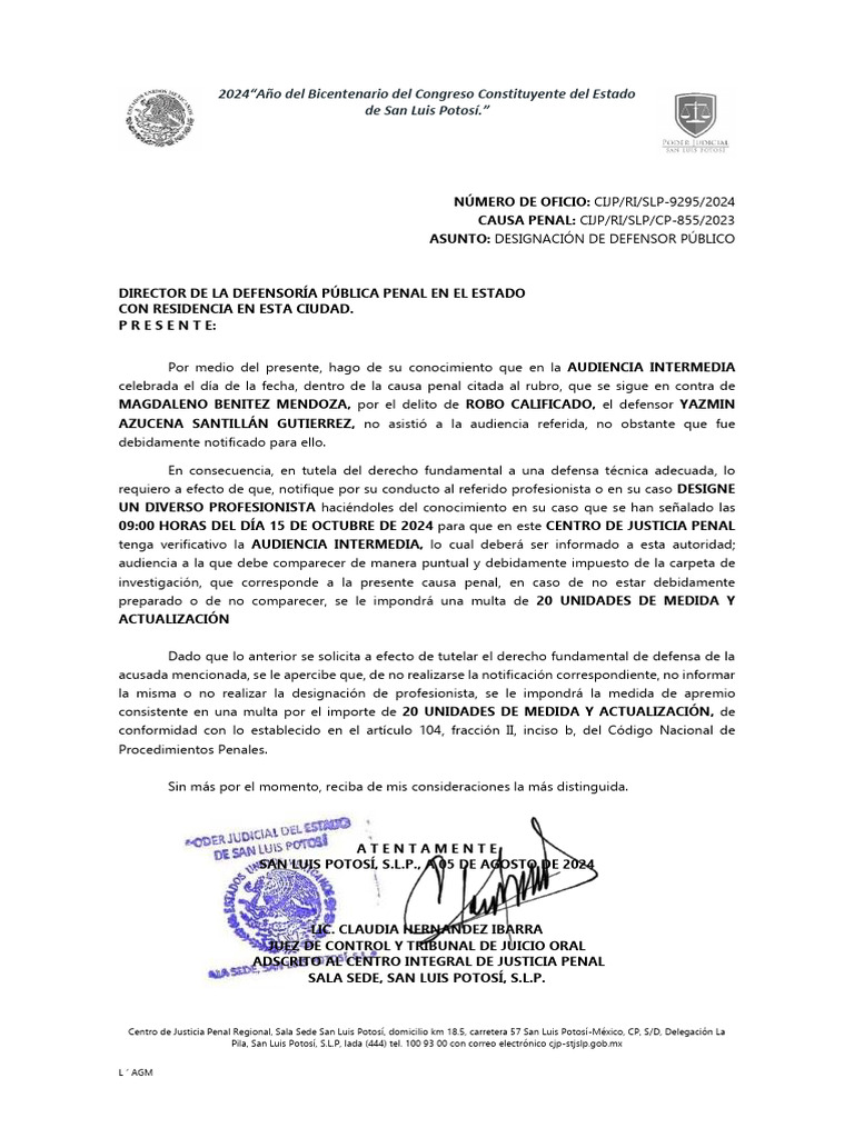 Oficio Defensoria | PDF