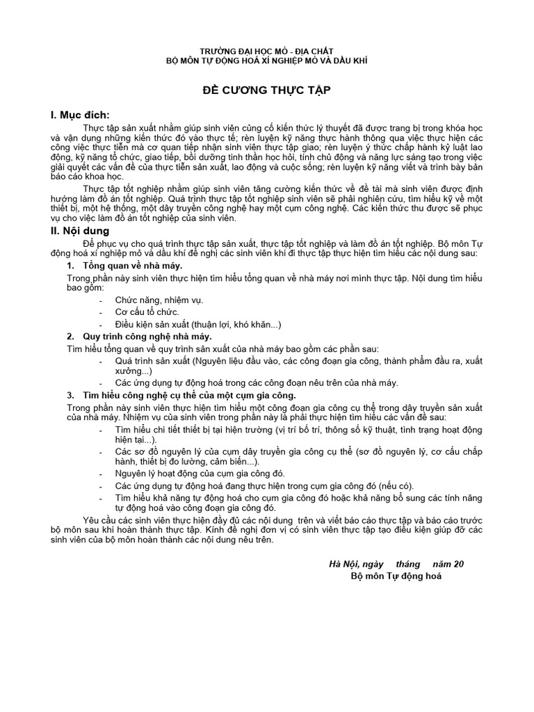 De cuong thuc tap tot nghiep | PDF
