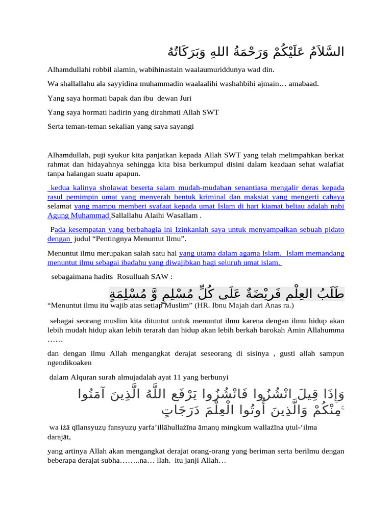 Contoh Pidato MAPSI PAI | PDF