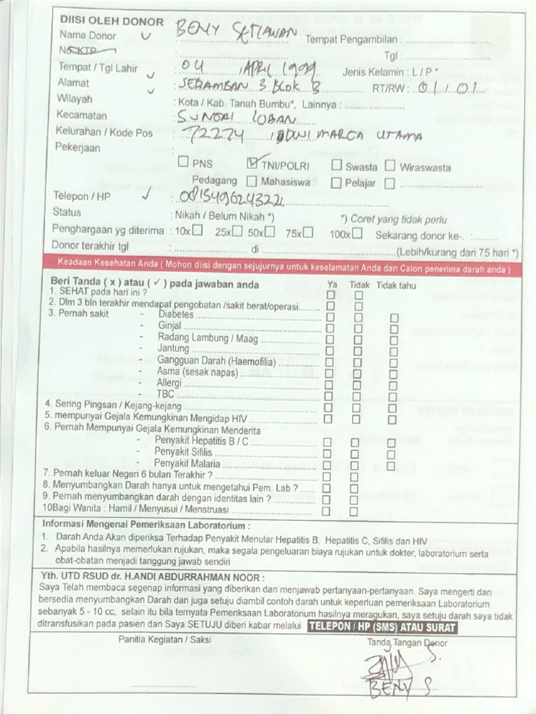 IV. Formulir Donor | PDF