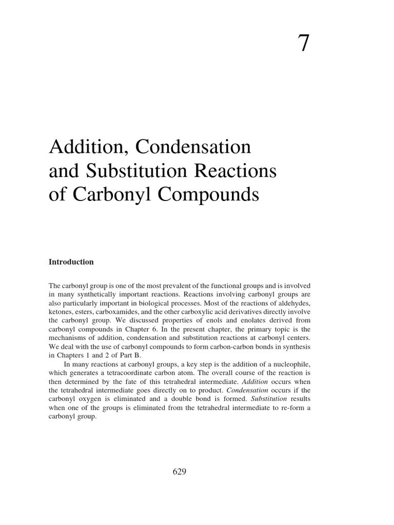 Addition, Condensation and Substitution Reactions of Carbonyl Compounds ...