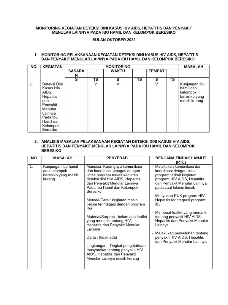 Oktober 22 Hepatitis Format Monitoring Dan Evaluasi Kegiatan Program | PDF