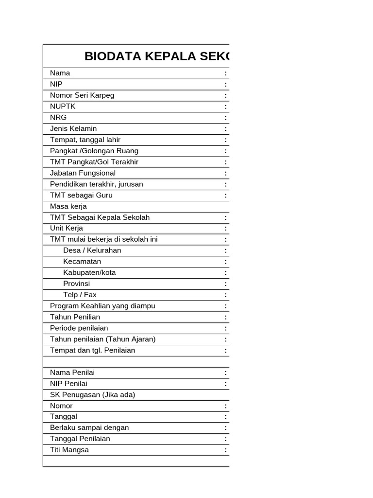 Instrumen Pkks Kasek - Blangko | PDF